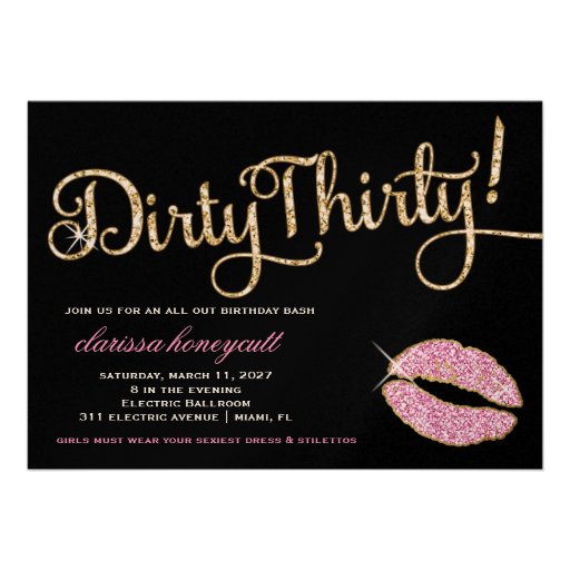 311 Glitzy Dirty Thirty Birthday Party Sparkle 5 X 7 Invitation Card 311 Glitzy Dirty Thirty Birthday Party Sparkle 5 X 7 Invitation Card