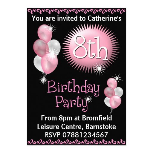 8th Birthday Party Invitation Zazzle