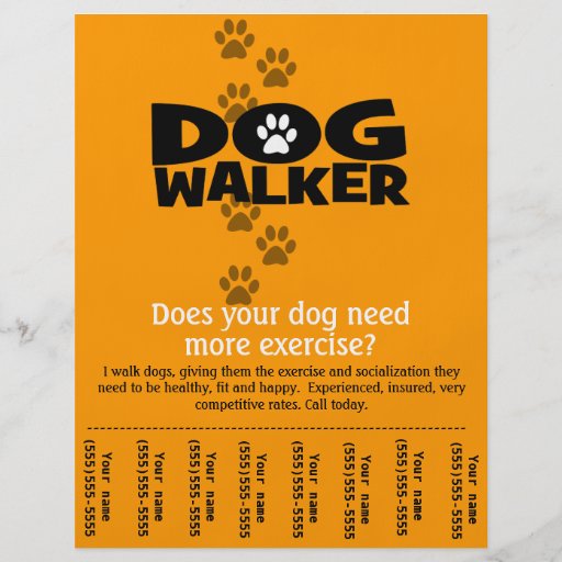 Dog Walking Business Tear Sheet Flyer Template Zazzle