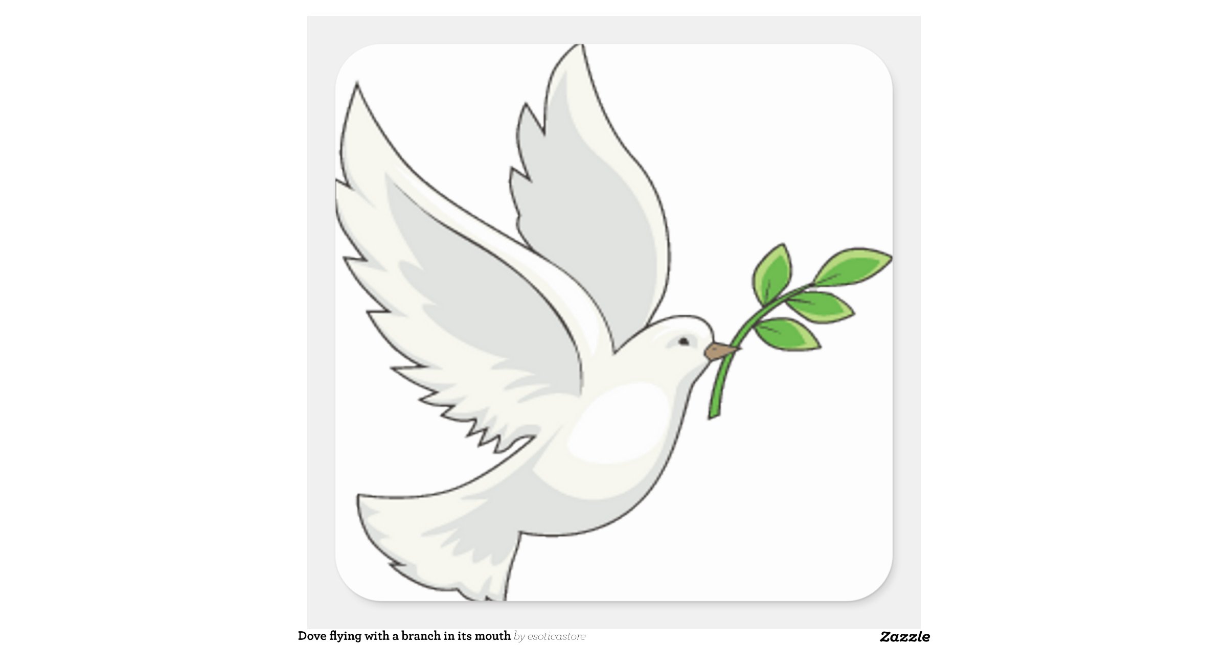 Dove Flying With A Branch In Its Mouth Square Sticker Zazzle