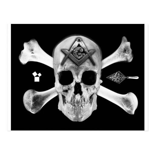 Masonic Skull And Bones Square And Compass Trowel Postcard Zazzle
