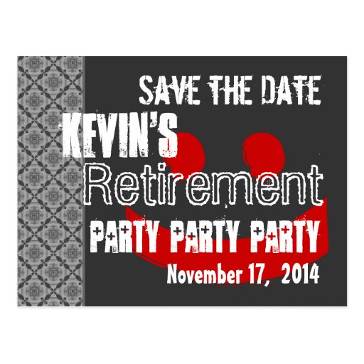 Modern Save The Date Retirement Party Grey Red Zazzle