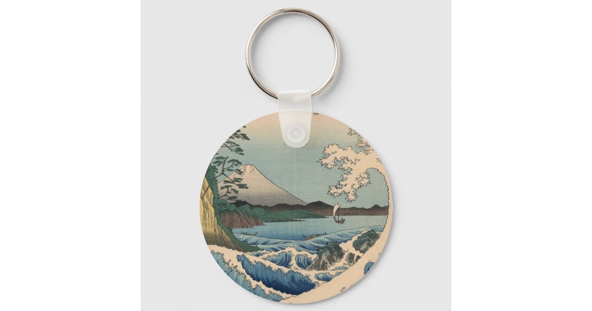 波と富士山, 広重 Wave and Mount Fuji, Hiroshige Keychain | Zazzle
