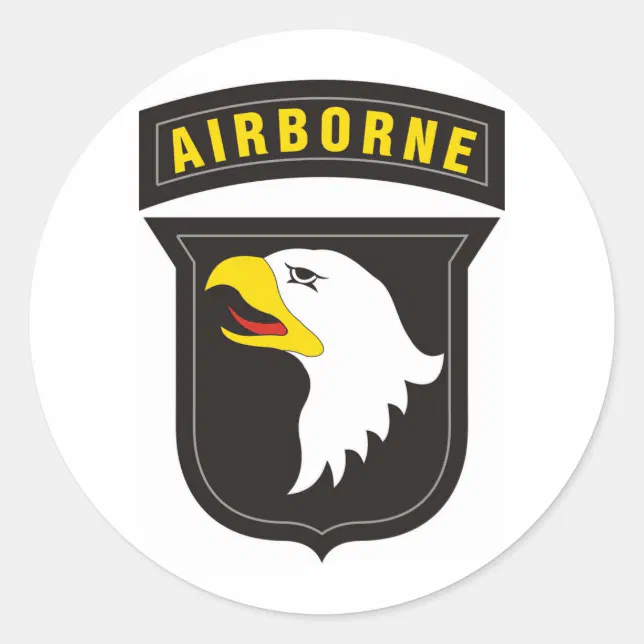 101st Airborne Screaming Eagle Emblem Classic Round Sticker | Zazzle