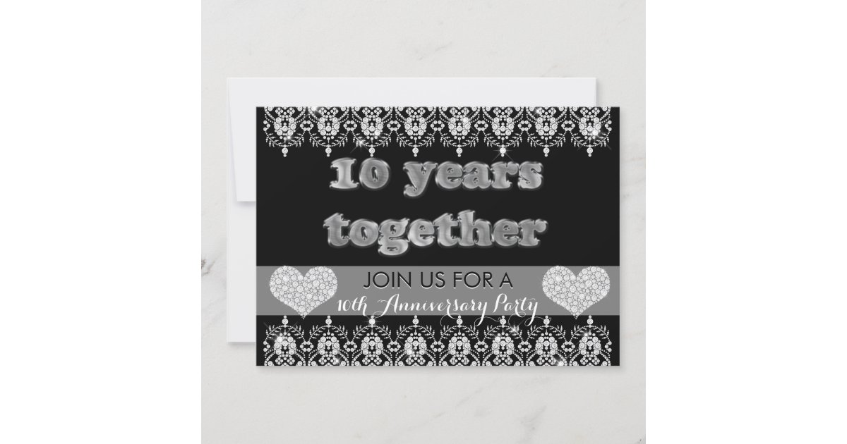 10th Anniversary Party 10 Years Together Hearts Invitation | Zazzle