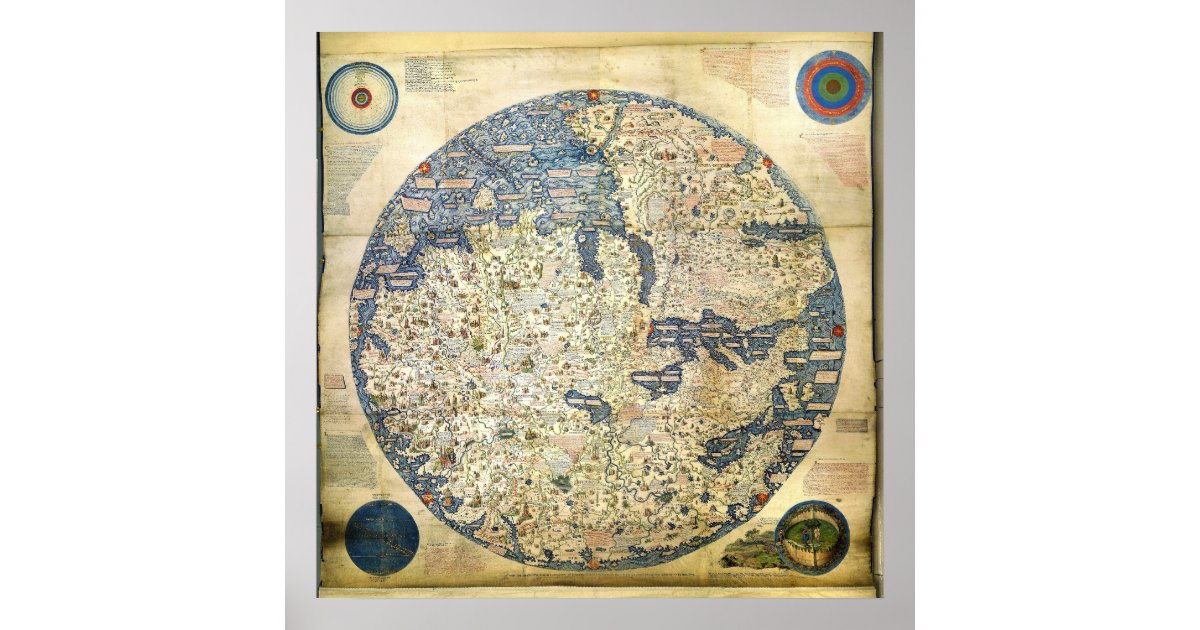 1450 World Map by Venetian Monk Fra Mauro Poster | Zazzle
