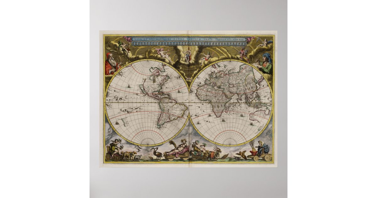 1664 Map of the World Poster | Zazzle