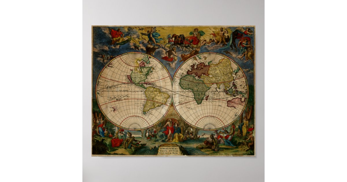 1683 Renaissance World Map Poster | Zazzle