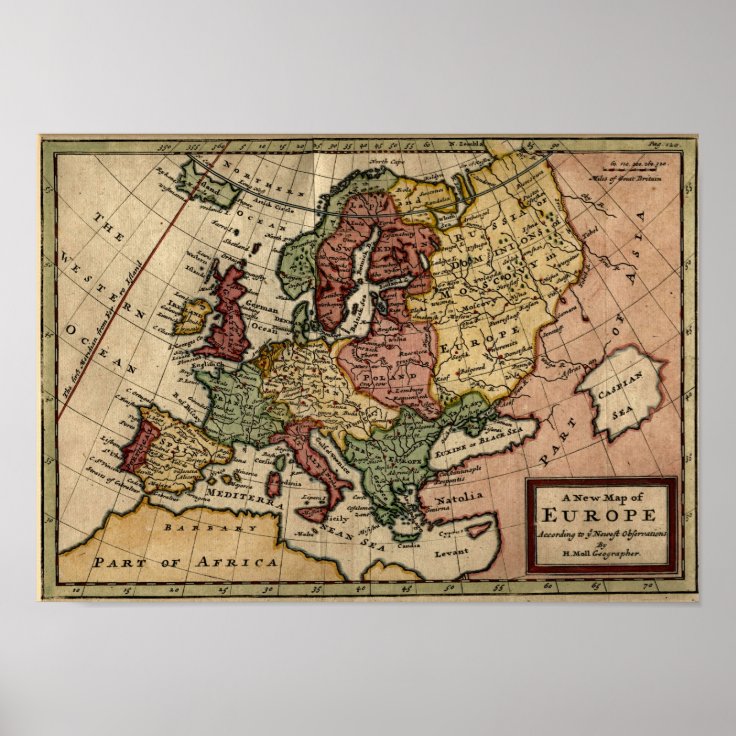 1721 Map of Europe Poster | Zazzle