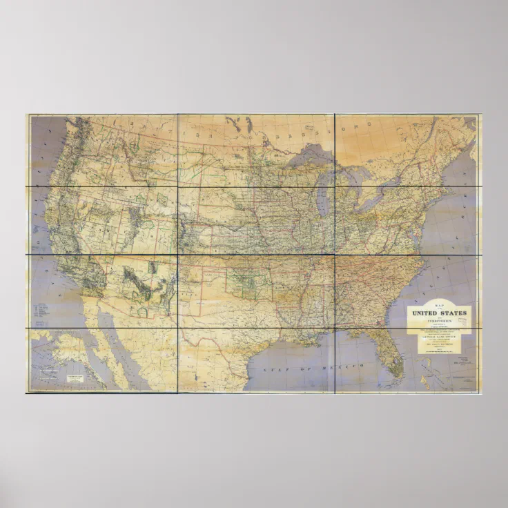 1873 Map of the United States of America Poster | Zazzle