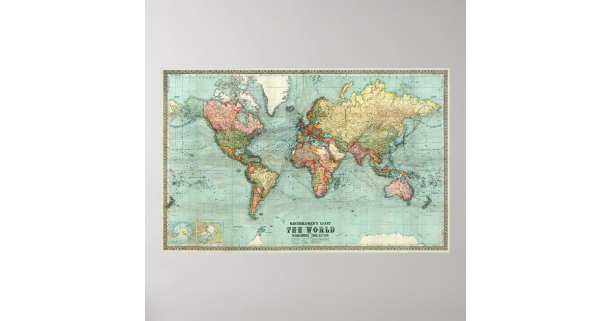 1914 World map Poster | Zazzle
