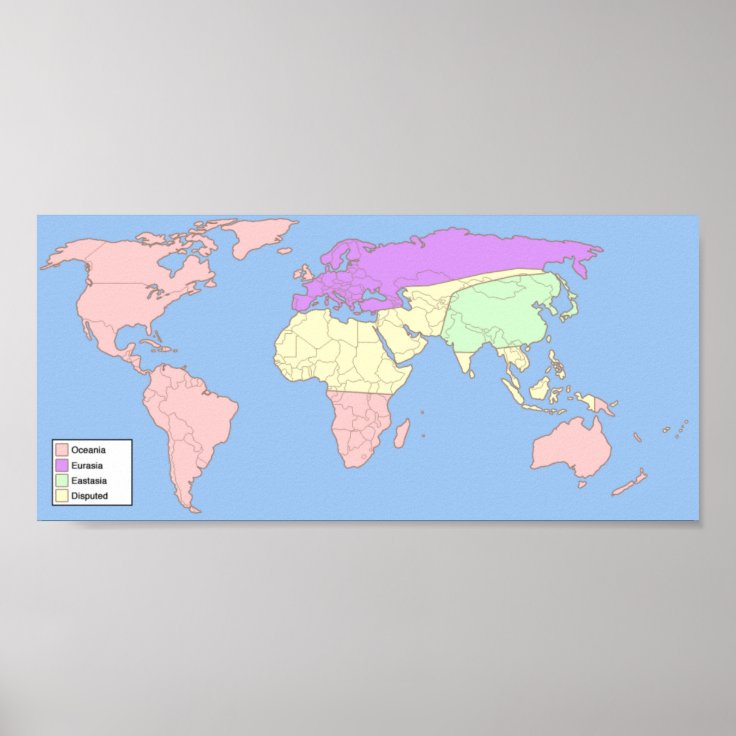 1984 World Map with key Poster | Zazzle
