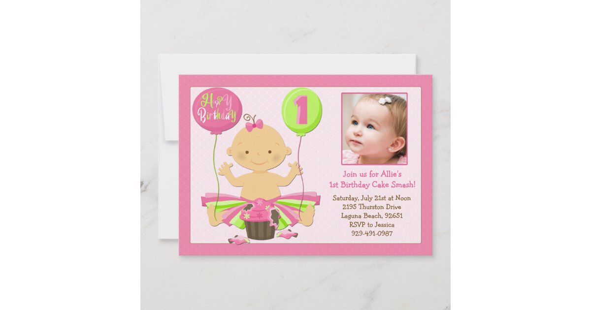 1st Birthday Cake Smash Party Invitation | Zazzle