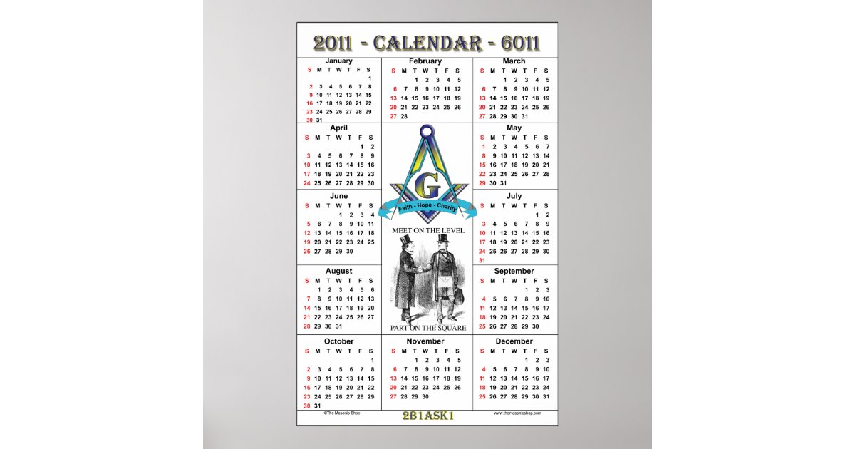 2011 Masonic Calendar Poster | Zazzle