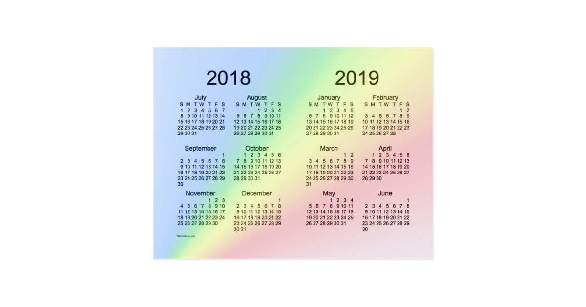 2018-2019 School Year Mini Calendar by Janz Postcard | Zazzle.ca