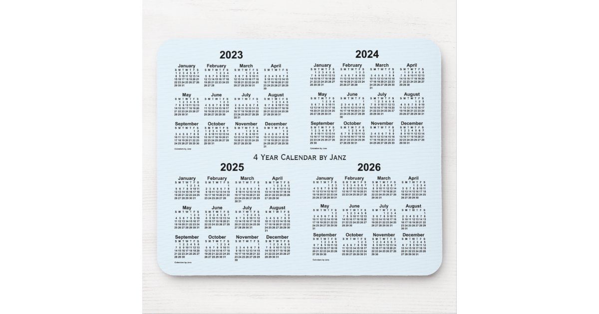 2023-2026 Alice Blue 4 Year Calendar by Janz Mouse Pad | Zazzle