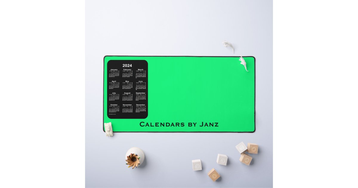 2024 Neon Spring Green Calendar by Janz Desk Mat | Zazzle