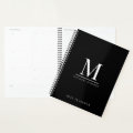 2025 Monogrammed Minimalist Gold Black Modern Planner | Zazzle