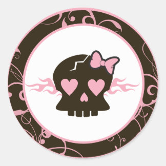 Girly Skull Stickers, Girly Skull Custom Sticker Designs
