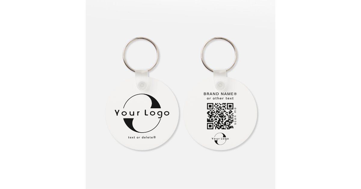 2 sided Logo & QR Code on Clean Company Business K Keychain | Zazzle