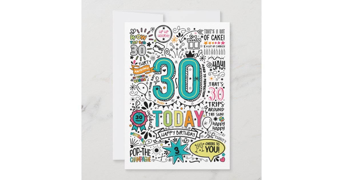 30th Birthday Card | Printable Birthday Card | Zazzle