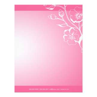 Pink Floral Letterhead, Custom Pink Floral Letterhead Templates