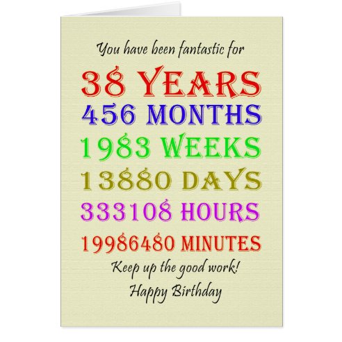 38th Birthday Cards | Zazzle CA