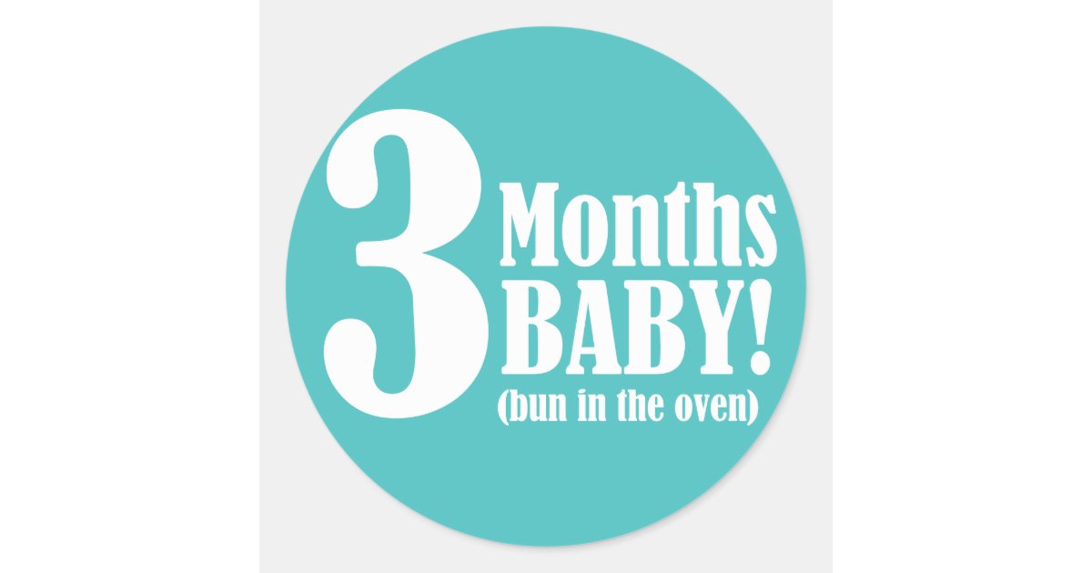 3" Round STICKER - 3 Months Pregnant | Zazzle