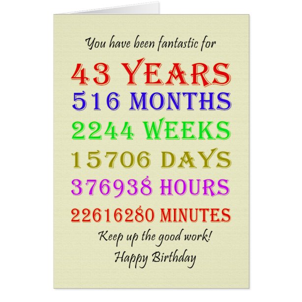43rd Birthday Cards | Zazzle CA