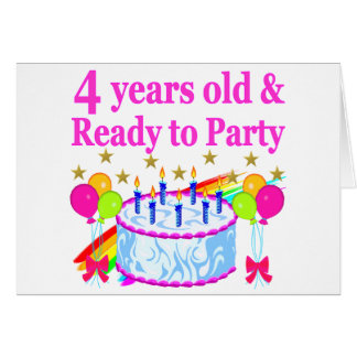 4 Years Old Girl Birthday Cards, Photocards, Invitations & More