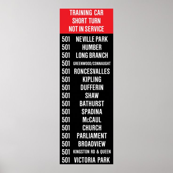 501 Queen Streetcar Rollsign Poster | Zazzle