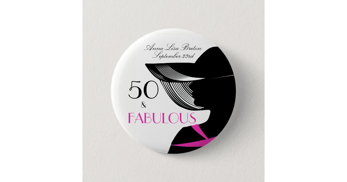 50 And Fabulous Art Deco Elegant 50th Birthday 2 Inch Round Button Zazzle