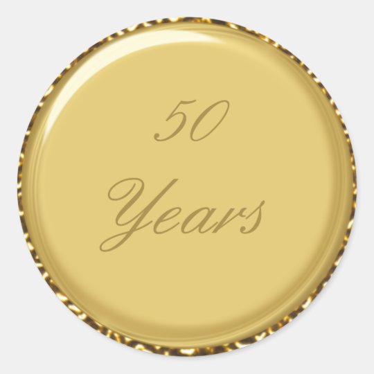 50th Anniversary Gold 1.5" Diameter Round Sticker | Zazzle.ca