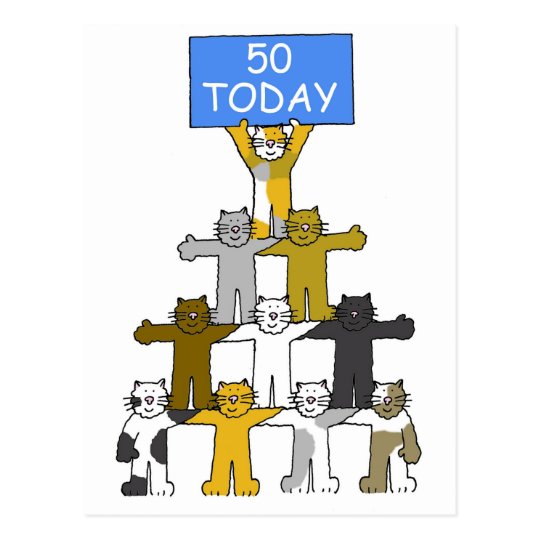 50th Birthday Fun Cartoon Cats. Postcard | Zazzle.ca