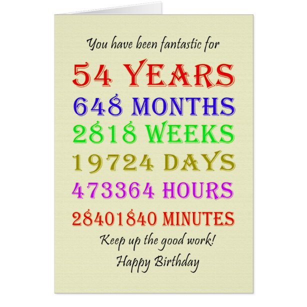 54th Birthday Cards | Zazzle CA