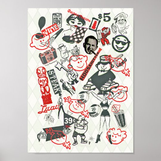 60s Advertising Vectors Collage - Poster | Zazzle.ca