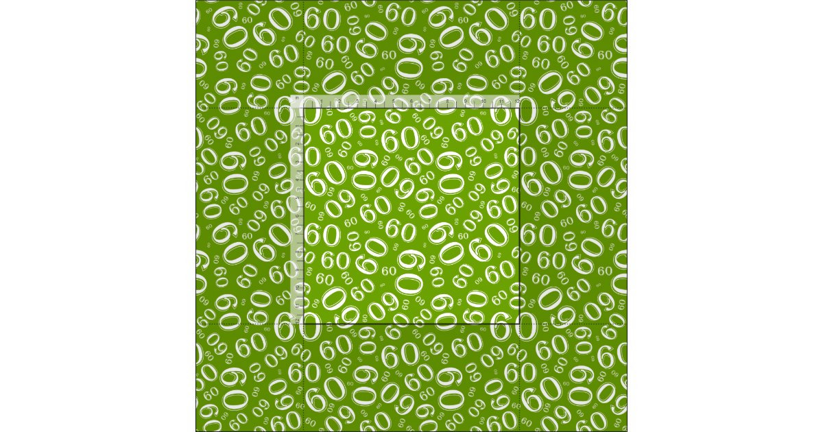 60th Green/White Random Number Pattern 60 Fabric | Zazzle