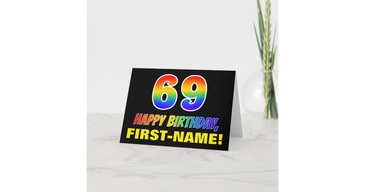 69th Birthday: Bold, Fun, Simple, Rainbow 69 Card | Zazzle
