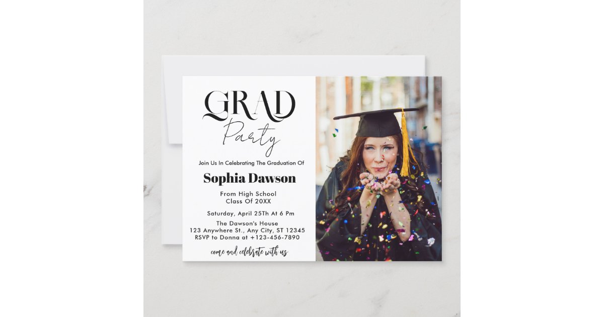 70s-Inspired Retro Graduation Party Photo Invitation | Zazzle
