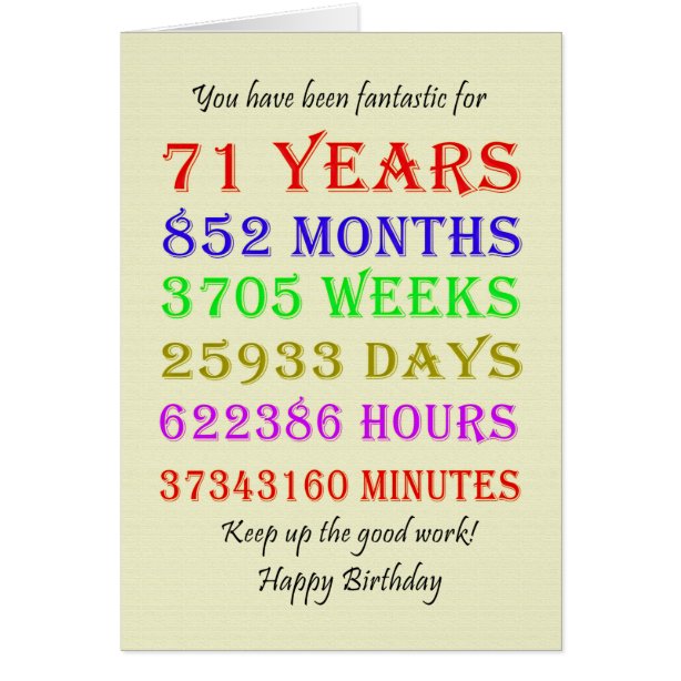71st Birthday Cards | Zazzle CA