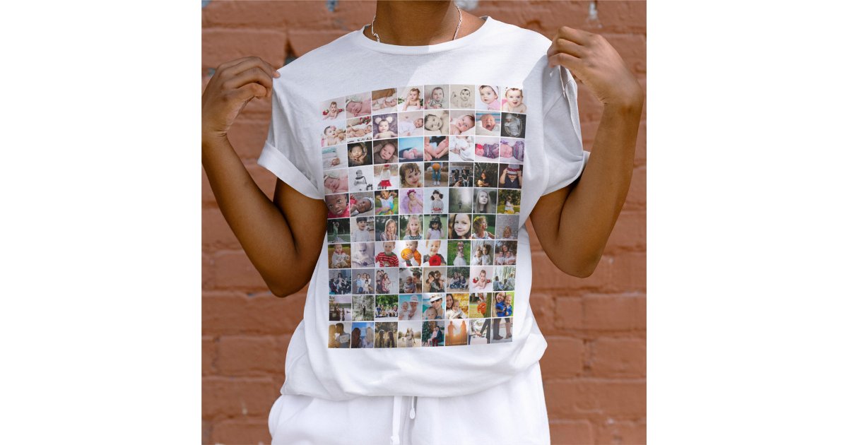 80 Photo Template Personalized Collage T-Shirt | Zazzle