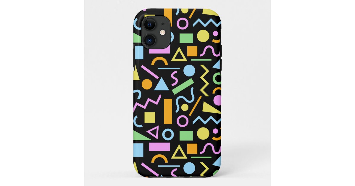 80s Style Shape Pattern Colour on Black Case-Mate iPhone Case | Zazzle
