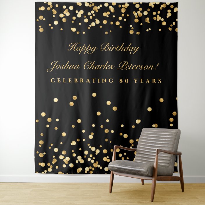 80th Birthday Backdrop, Photobooth Backdrop, Gold Tapestry | Zazzle.ca