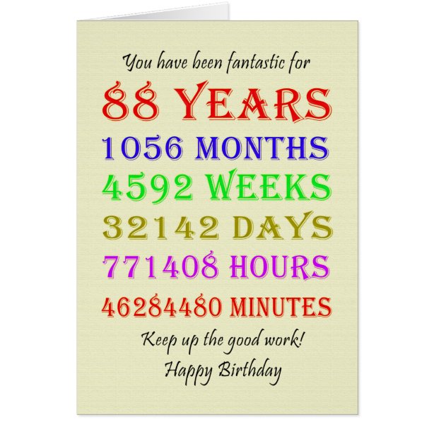 88th Birthday Cards | Zazzle CA
