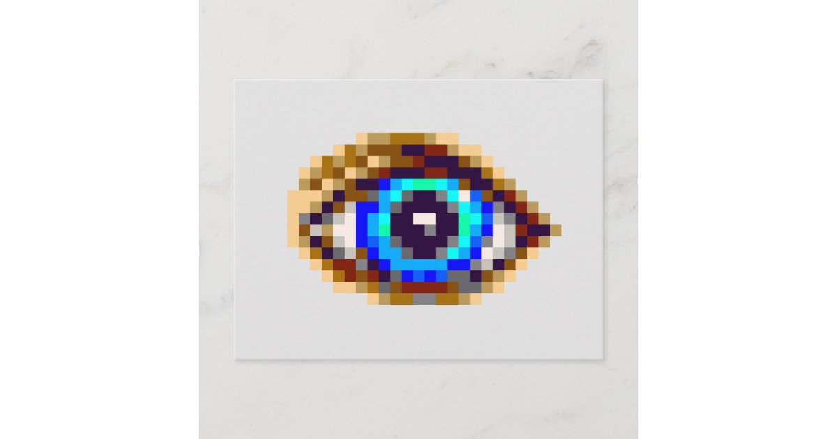 8-bit pixel art blue eye drawing postcard | Zazzle
