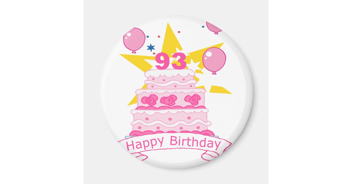93 Year Old Birthday Cake Magnet | Zazzle