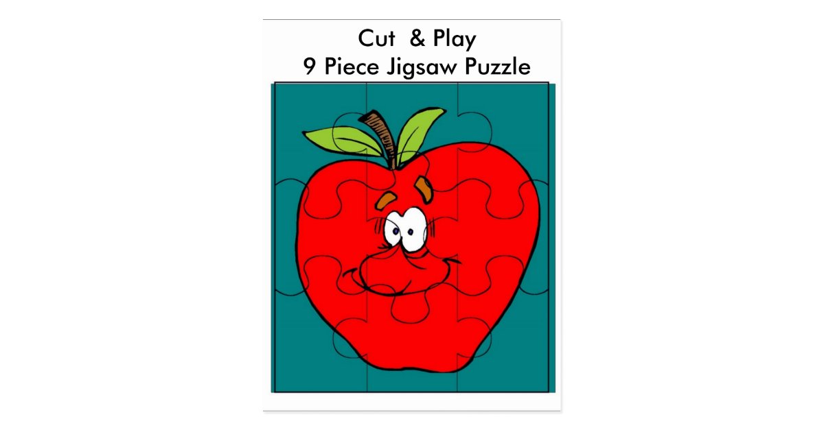 9 Piece Cut & Play Apple Puzzle Postcard | Zazzle.ca