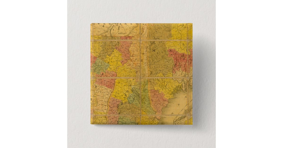 A Map of the New England States 2 Inch Square Button | Zazzle