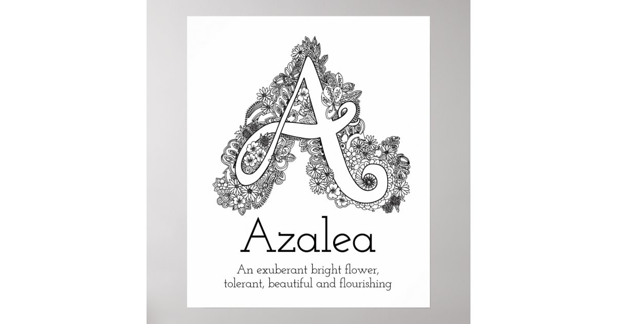 A monogram tangle art Azalea name meaning Poster | Zazzle