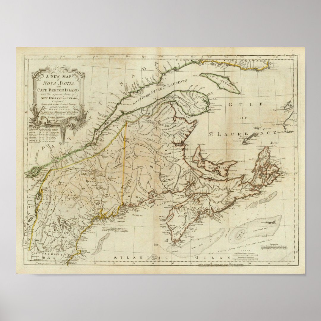 A New Map of Nova Scotia, and Cape Breton Island Poster | Zazzle